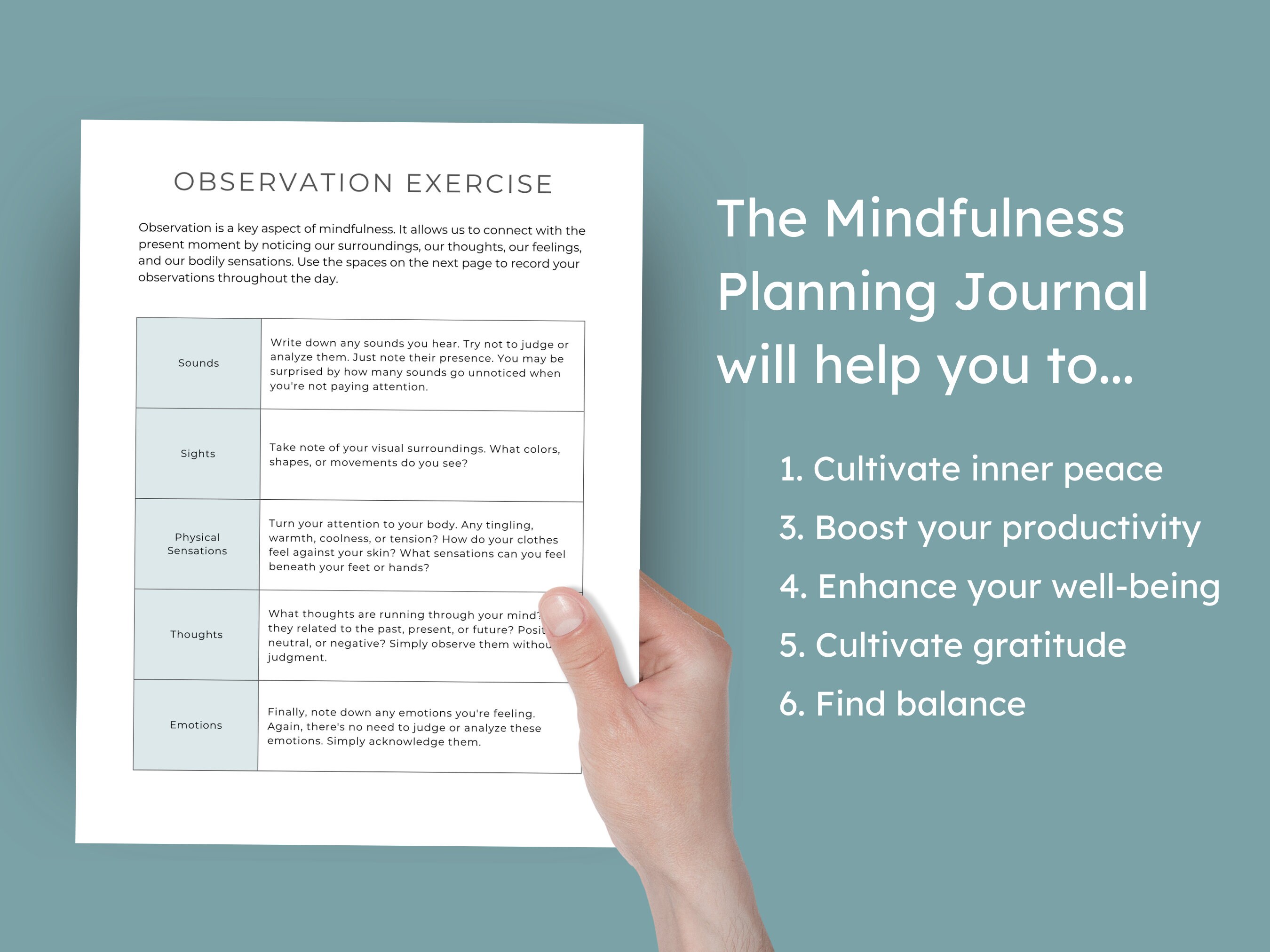 Mindfulness Planning Journal, Printable Mindfulness Workbook ...