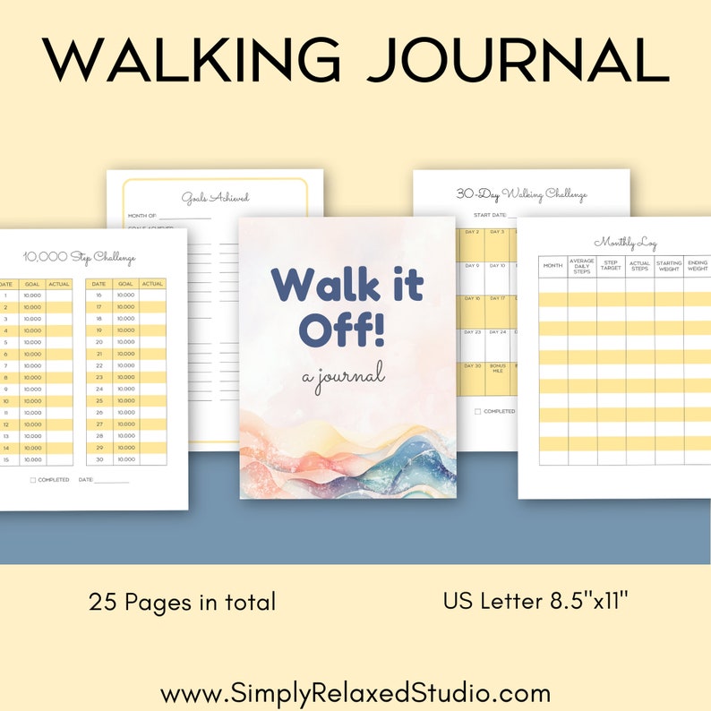 Walking Journal Printable Step Tracker Weight Loss Diary - Etsy