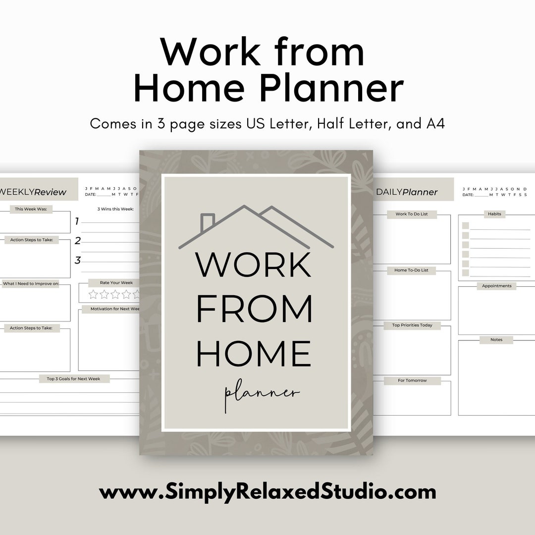 Work From Home Planner | Printable Productivity Planner | Remote Work ...