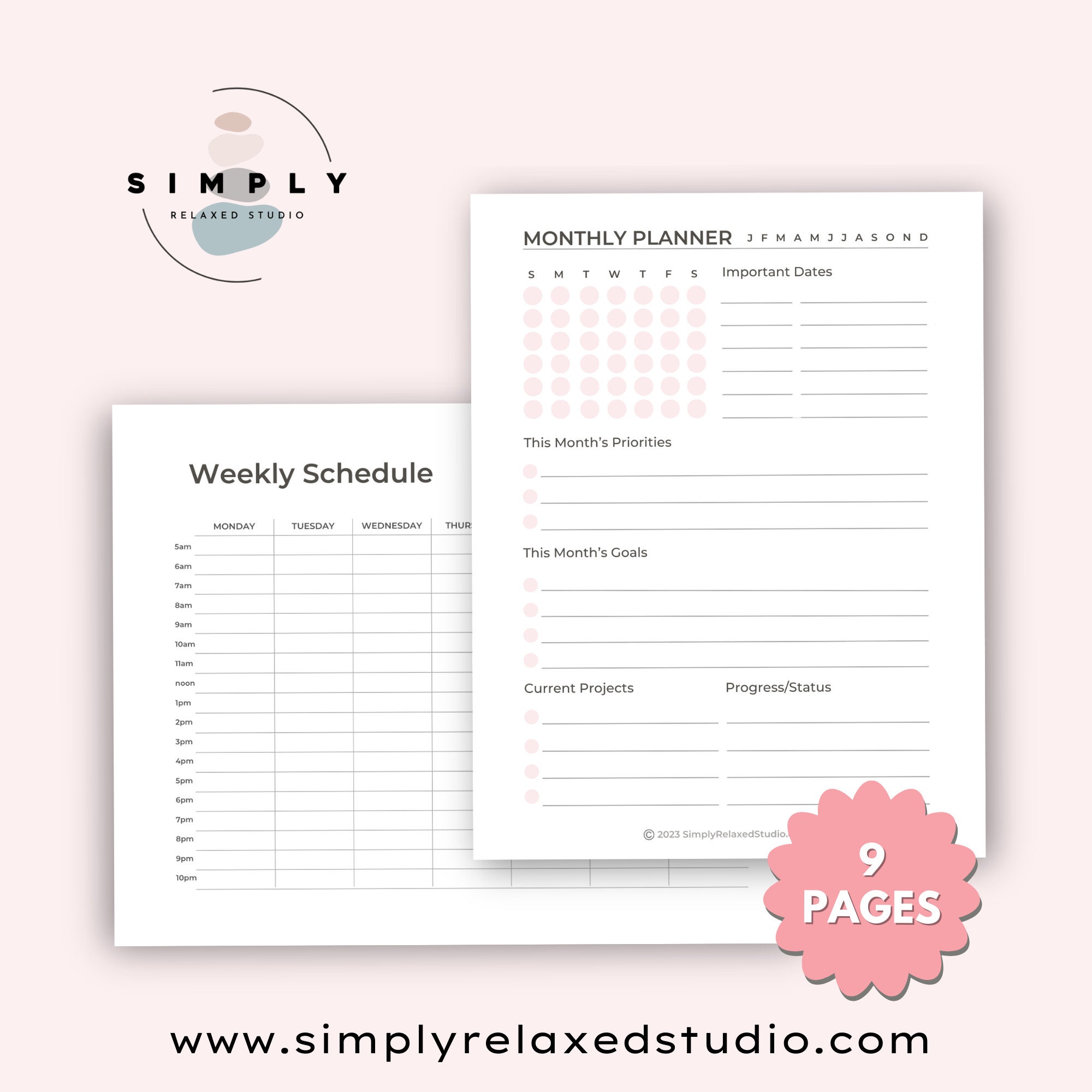 Basic Planner Inserts for Women, Daily Weekly Monthly Minimalist ...