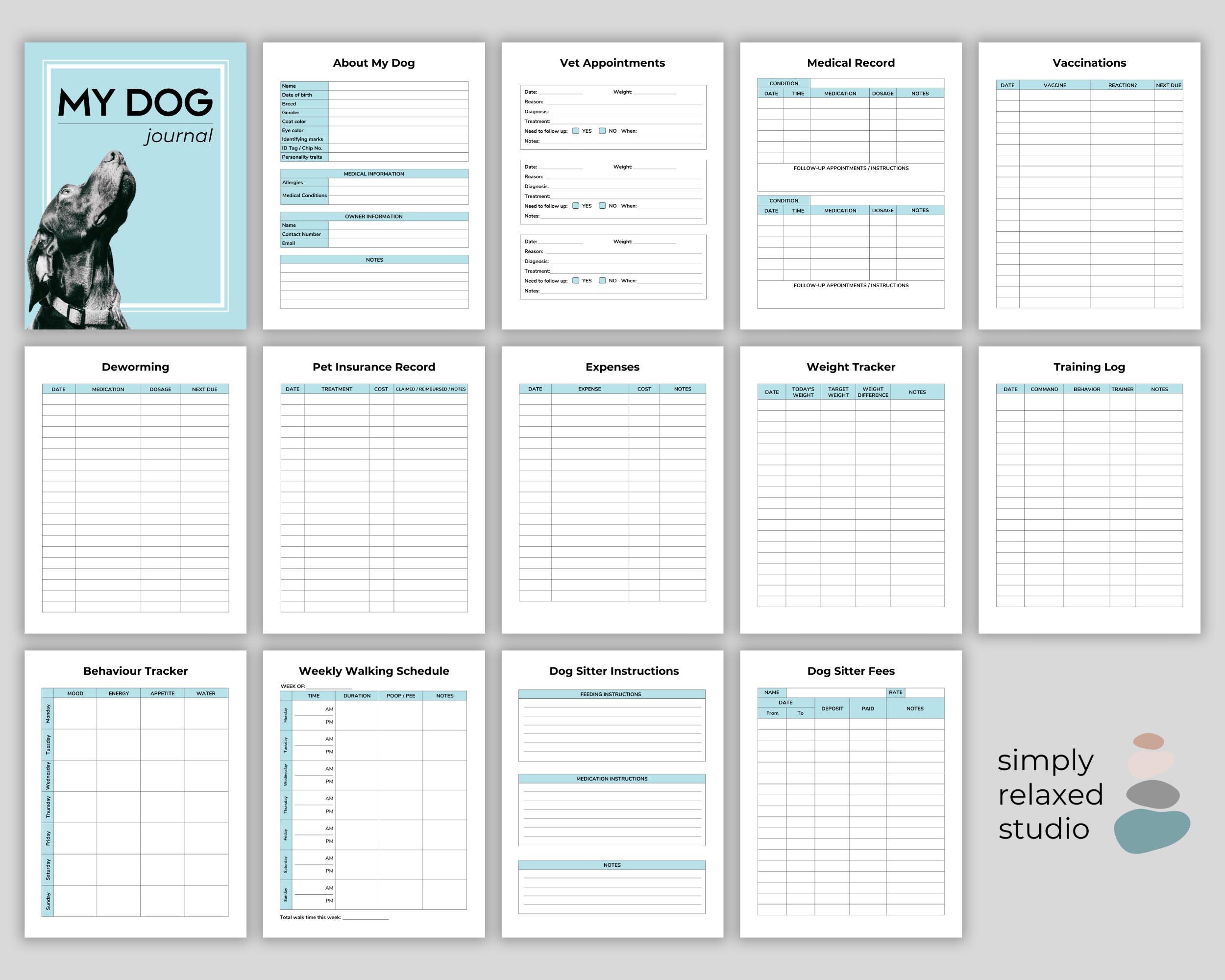 Dog Memory Journal Printable, Dog Care Record, New Dog Owner Journal ...