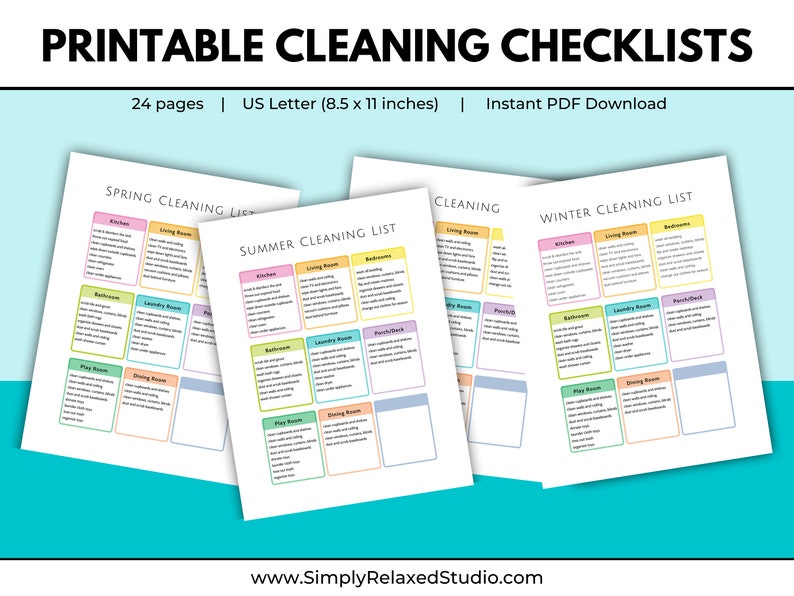 Cleaning Checklist Printable PDF Seasonal Cleaning Checklist - Etsy