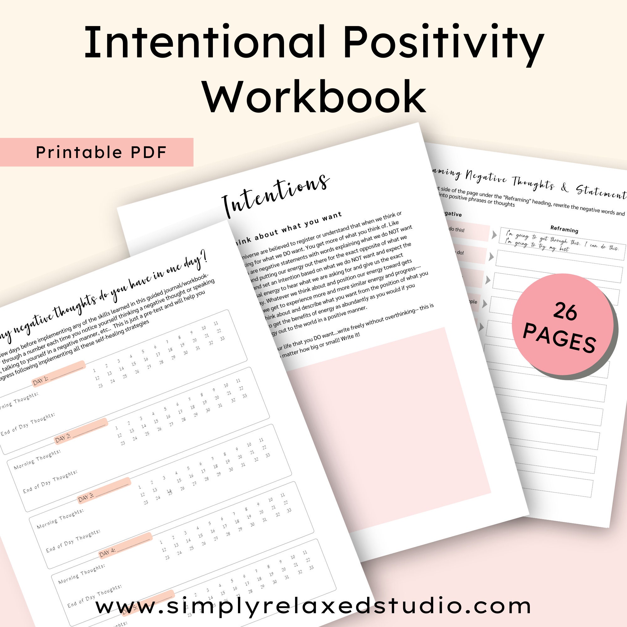 Intentional Positivity Workbook, Self-help Workbook, Positive Mindset ...