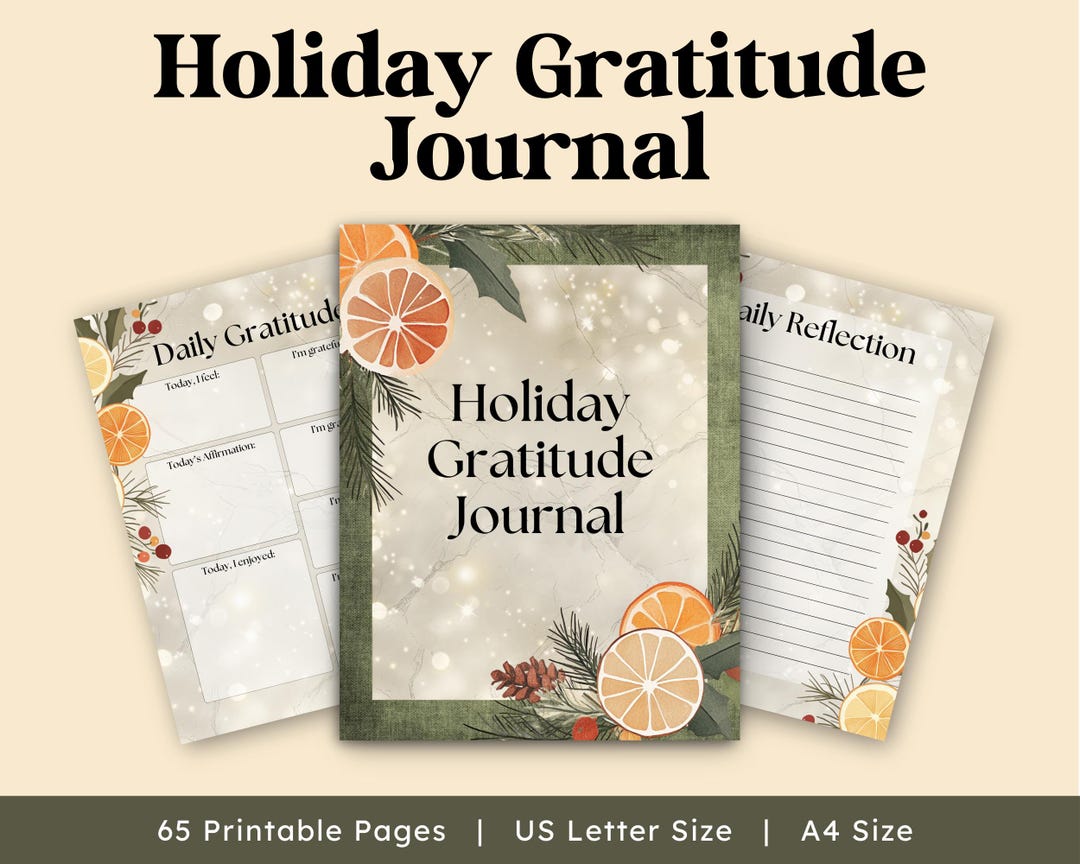Holiday Gratitude Journal Printable, 30-day Gratitude Practice ...