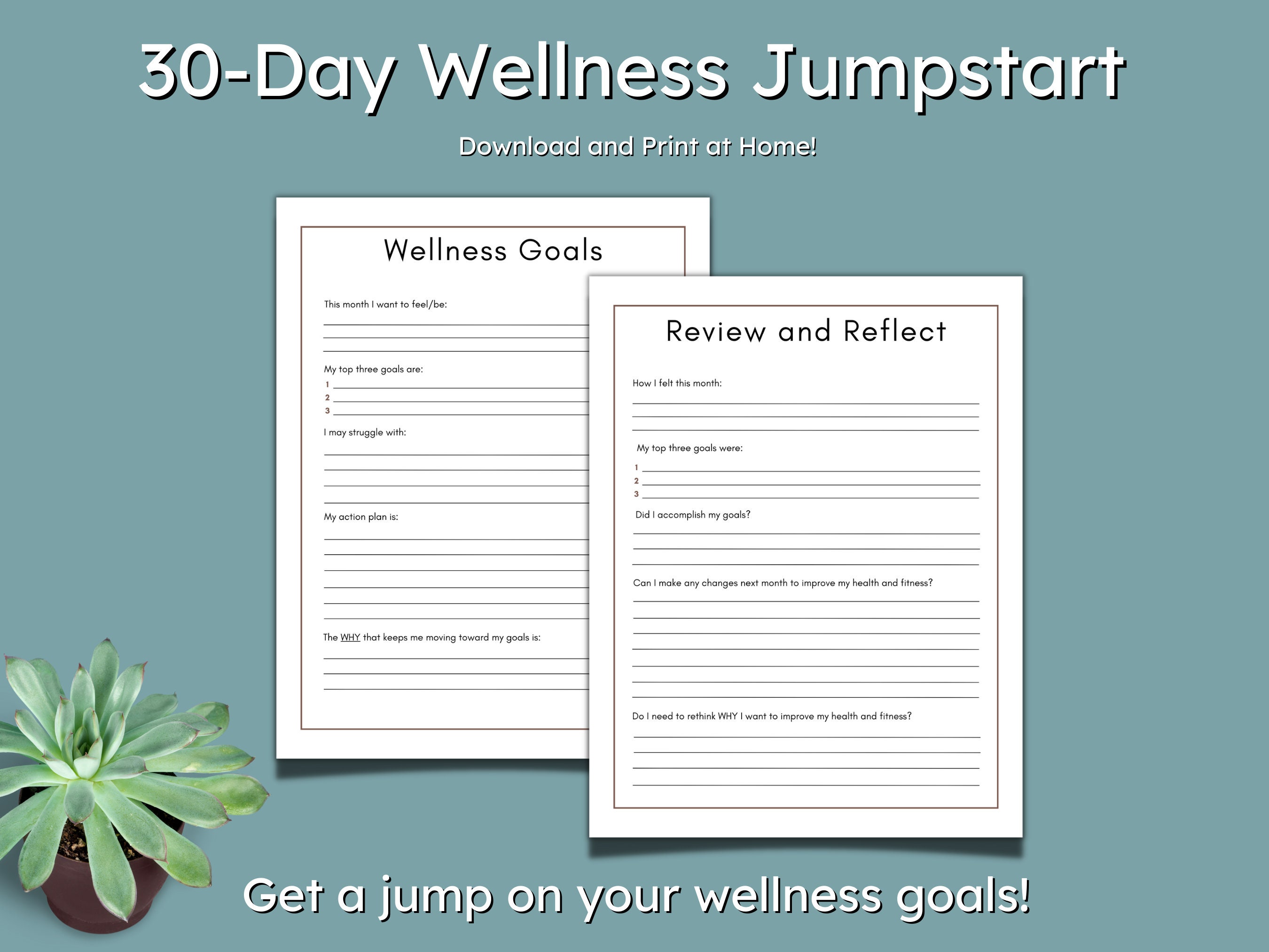 30 Day Wellness Jumpstart Planner, Printable Healthy Lifestyle Guide ...