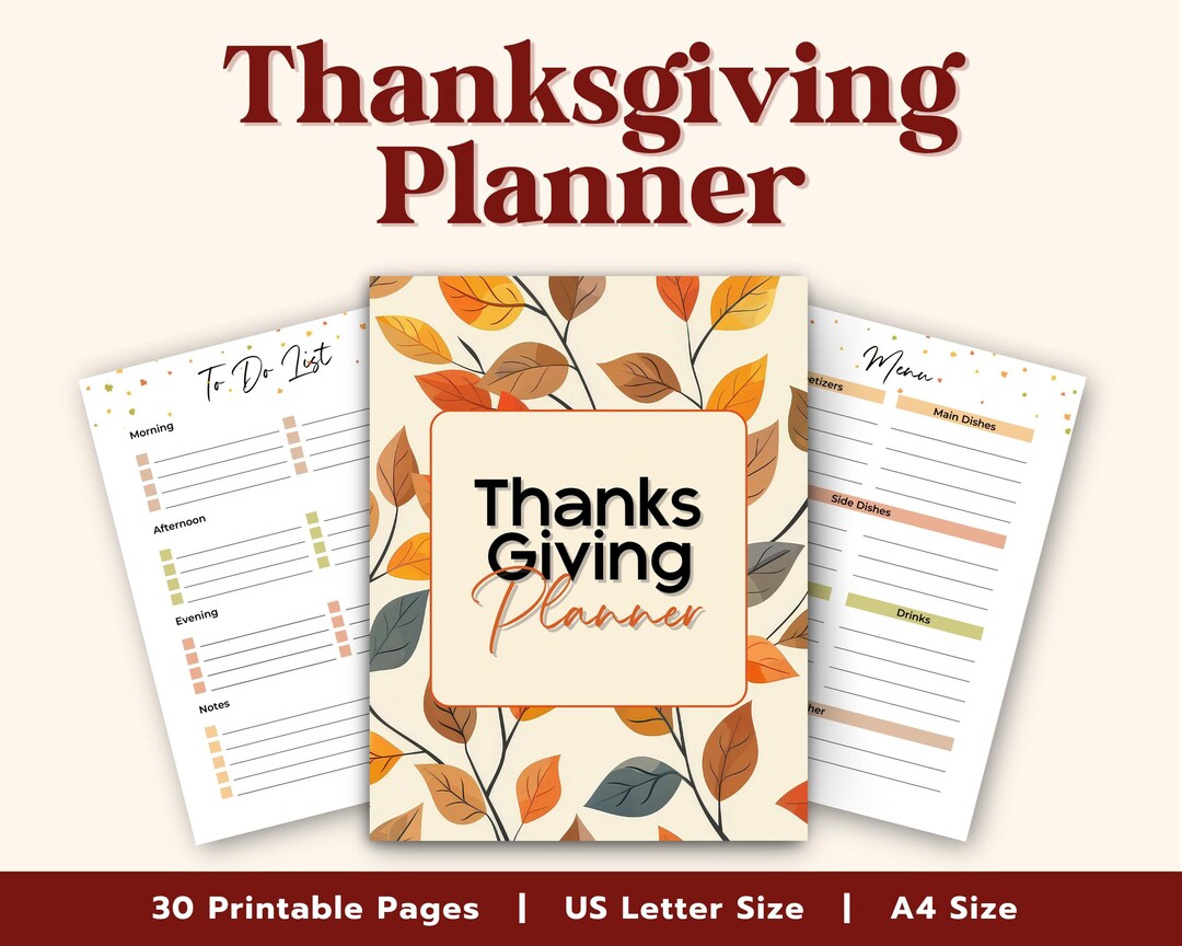 Thanksgiving Planner Printable, Holiday Dinner Planner, Hosting Guide ...
