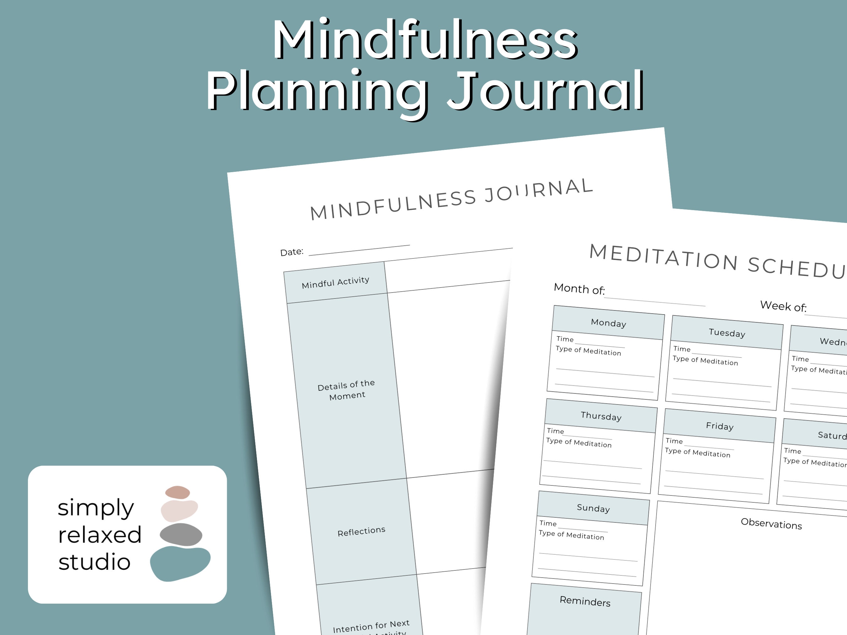 Mindfulness Planning Journal, Printable Mindfulness Workbook ...