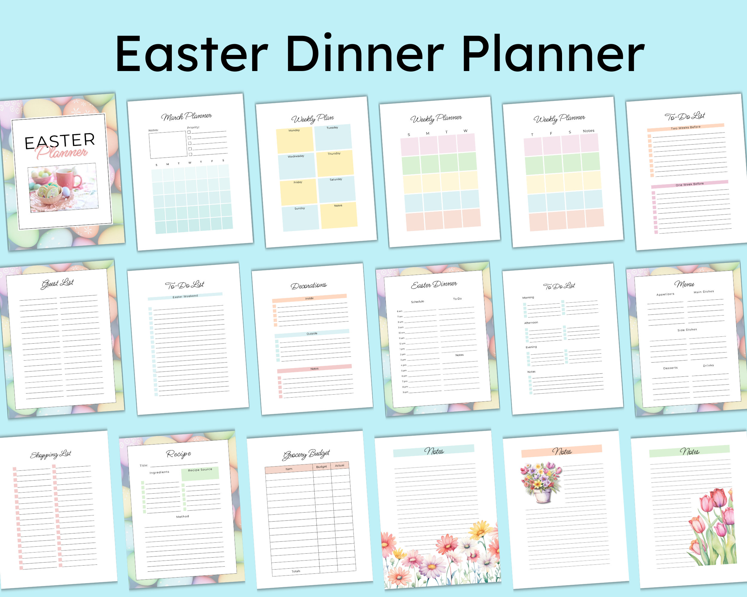 Easter Dinner Planner Printable, Easter Planner, Holiday Dinner Planner ...