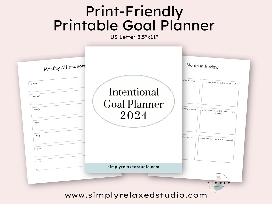 2024 PLAIN Goal Planner Printable, Daily Weekly Monthly Goal Setting ...