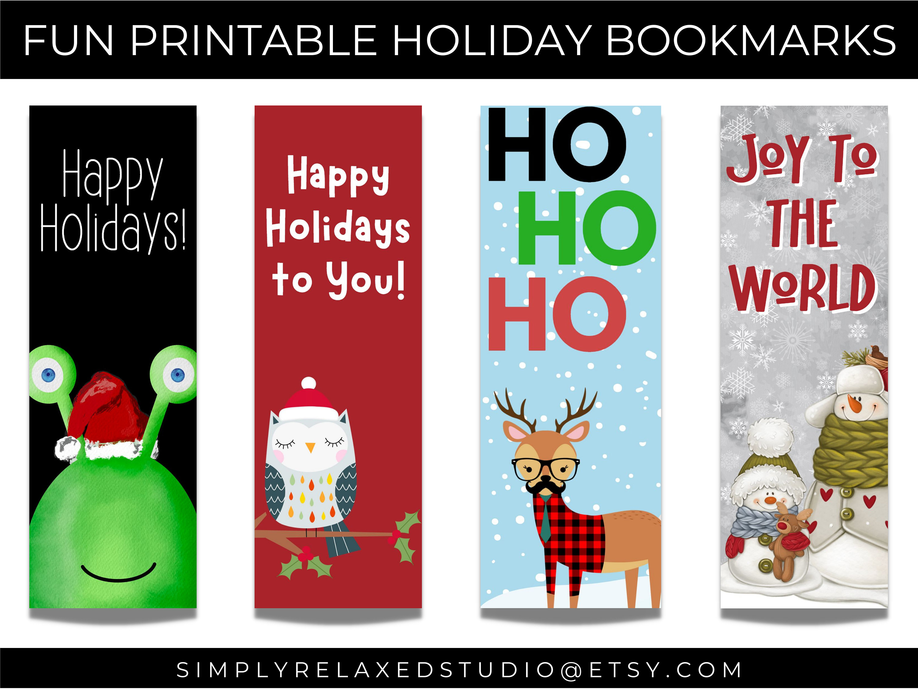 Fun Printable Holiday Bookmarks - Etsy