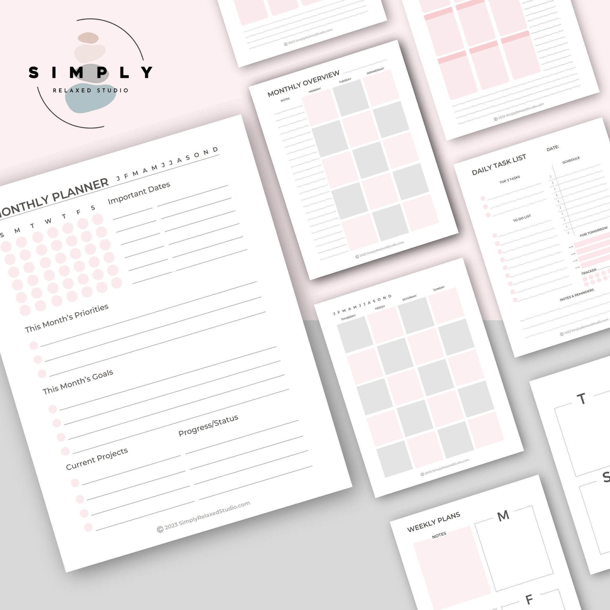 Basic Planner Inserts for Women, Daily Weekly Monthly Minimalist ...