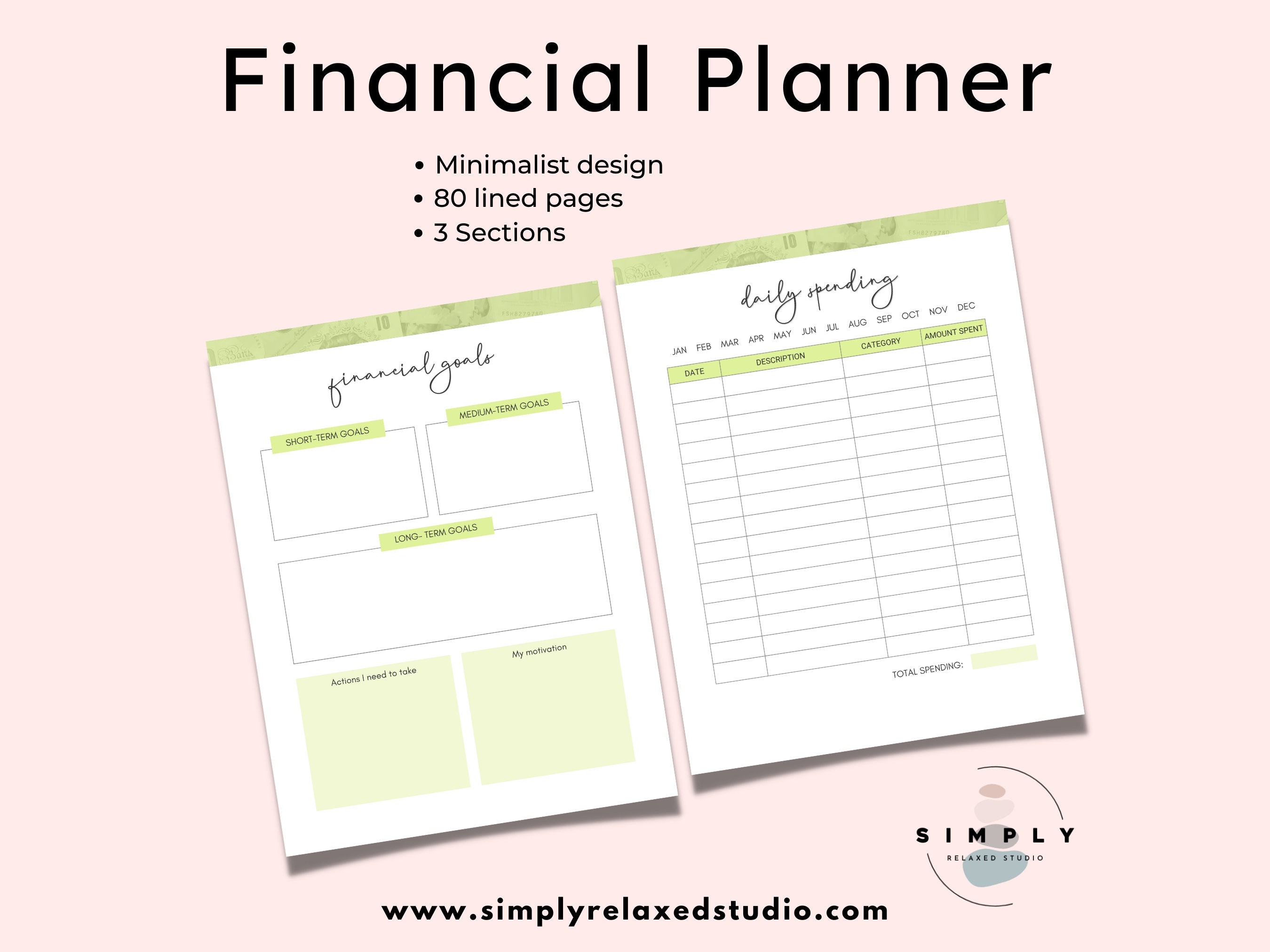 Financial Planner Printable PDF Download US Letter 8.5 X 11 Inches ...
