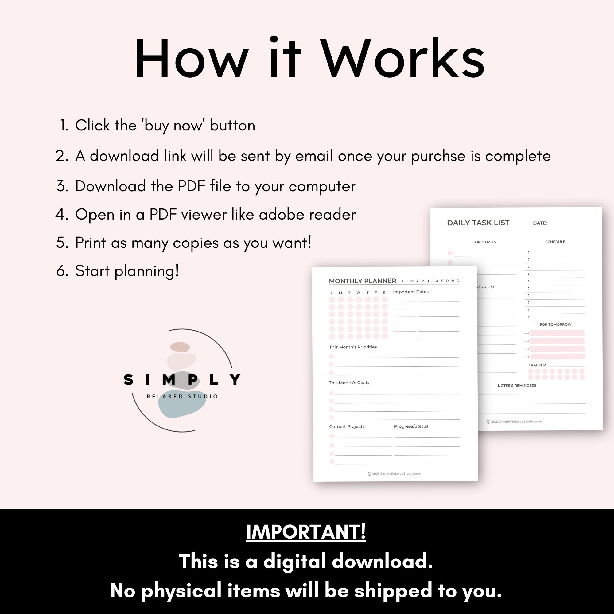 Basic Planner Inserts for Women, Daily Weekly Monthly Minimalist ...