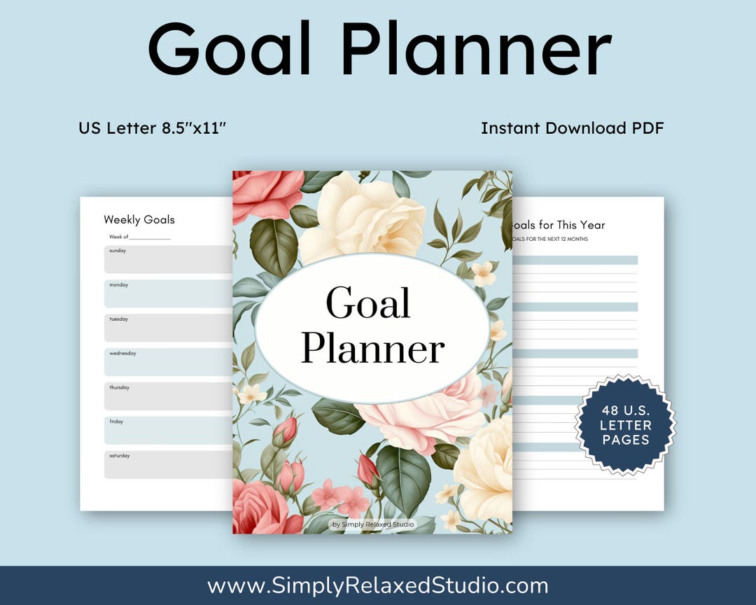 Goal Planner Printable Undated, Daily Weekly Monthly Annual Goal ...