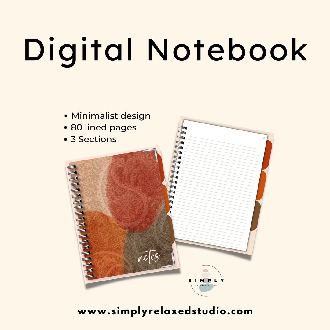 IPad Tablet Notebook, 3-subject Digital Notebook in Warm Earth Tones ...