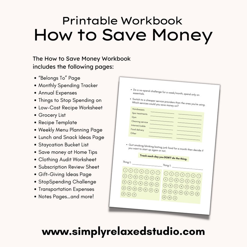How to Save Money Workbook - Etsy