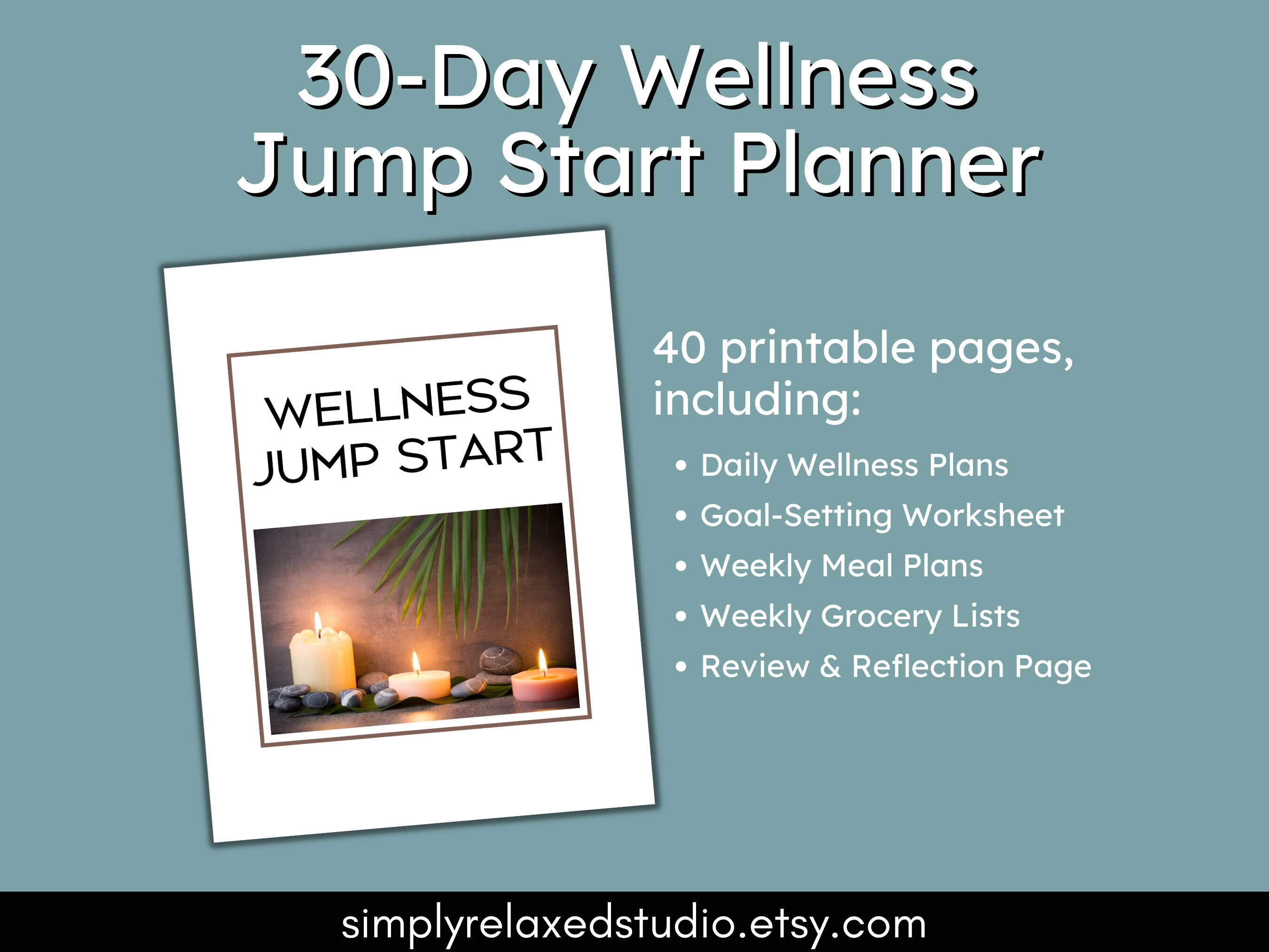 30 Day Wellness Jumpstart Planner, Printable Healthy Lifestyle Guide, Motivation Accountability ...