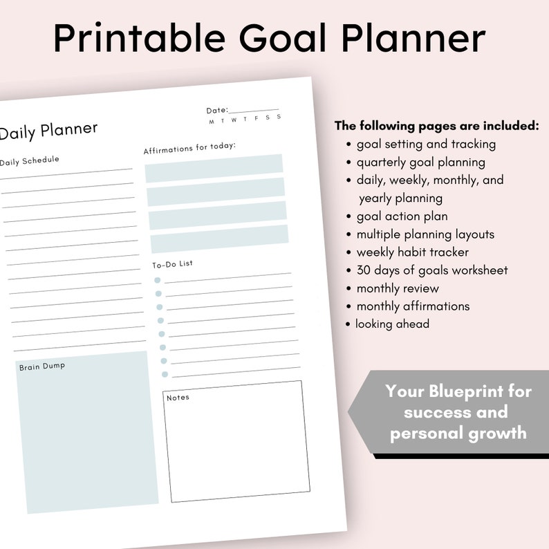 2024 Goals Planner Printable, Daily Weekly Monthly Goal Setting, Goal ...