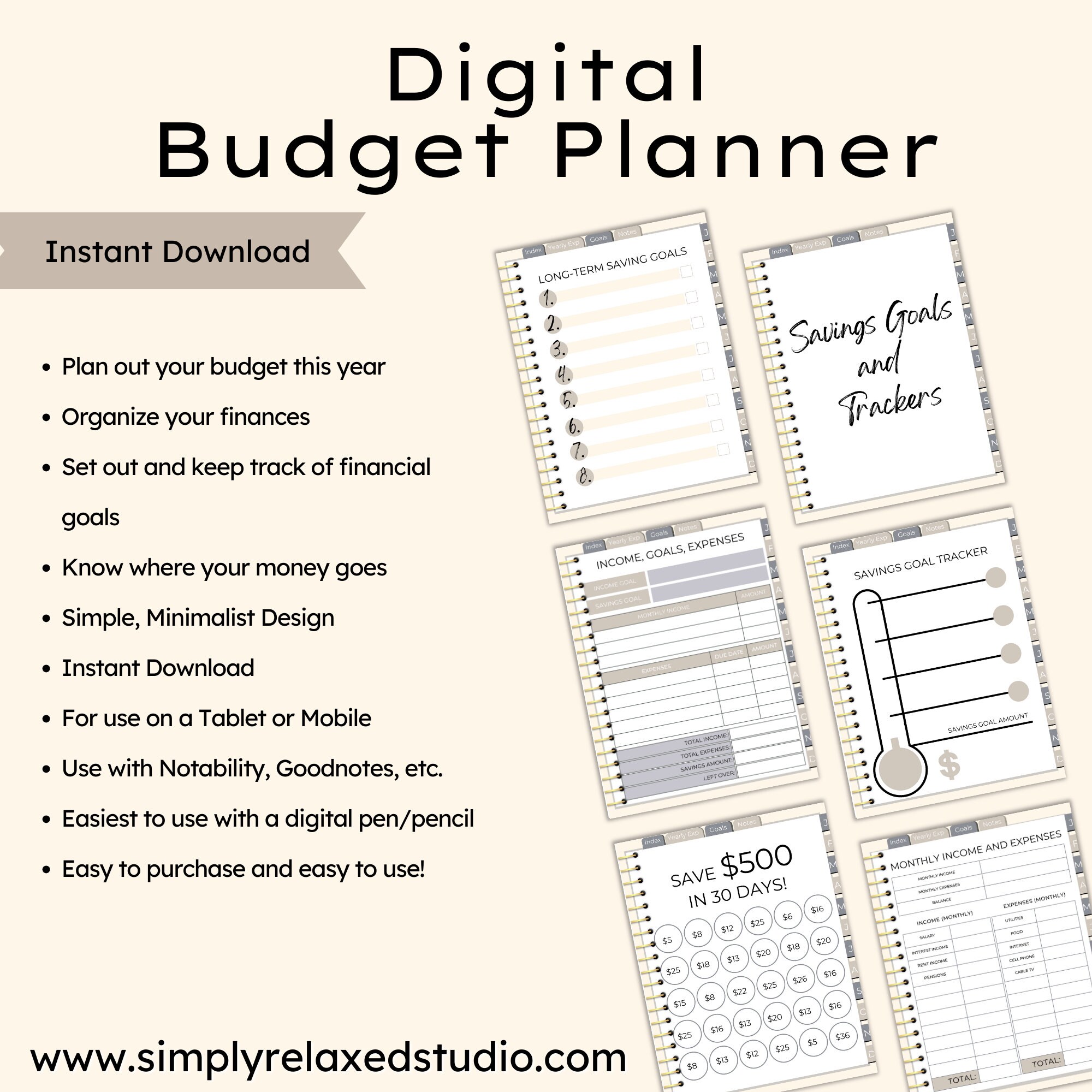 Digital Budget Planner Goodnotes, Digital Budget Tracker, Budget ...