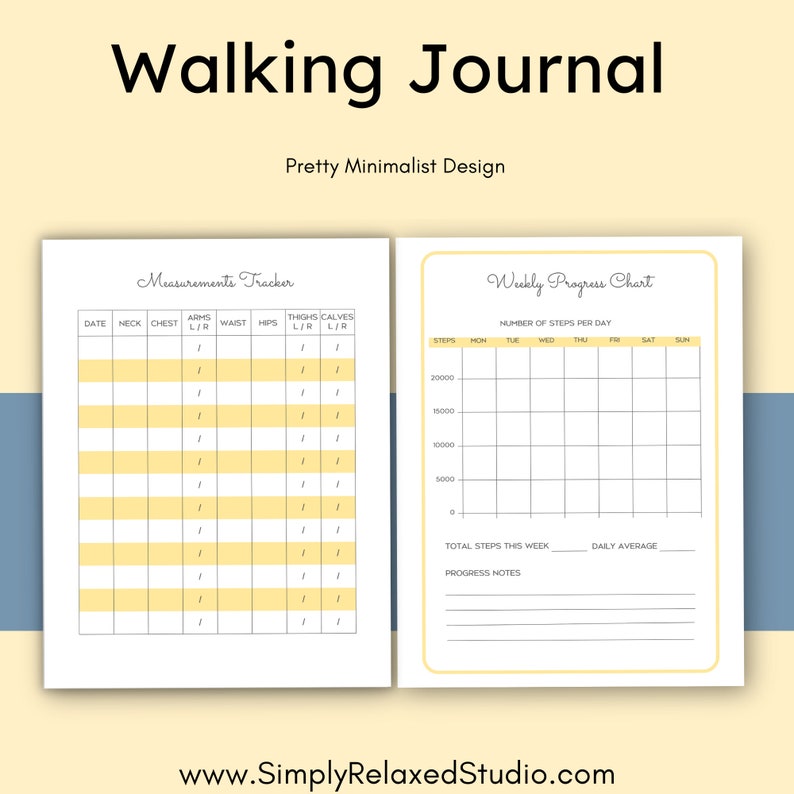 Walking Journal, Printable Step Tracker, Weight Loss Diary, Step ...