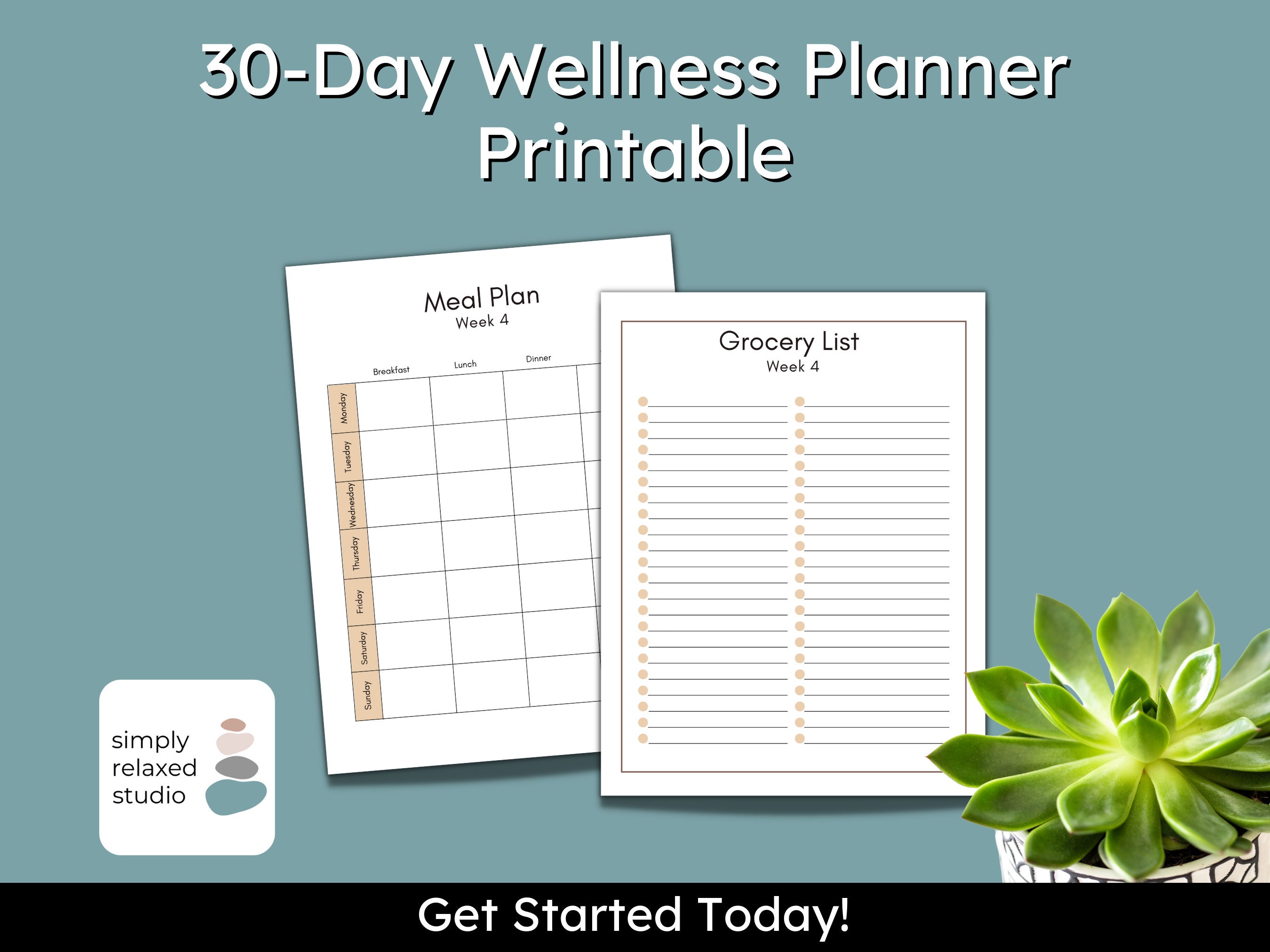 30 Day Wellness Jumpstart Planner, Printable Healthy Lifestyle Guide, Motivation Accountability ...