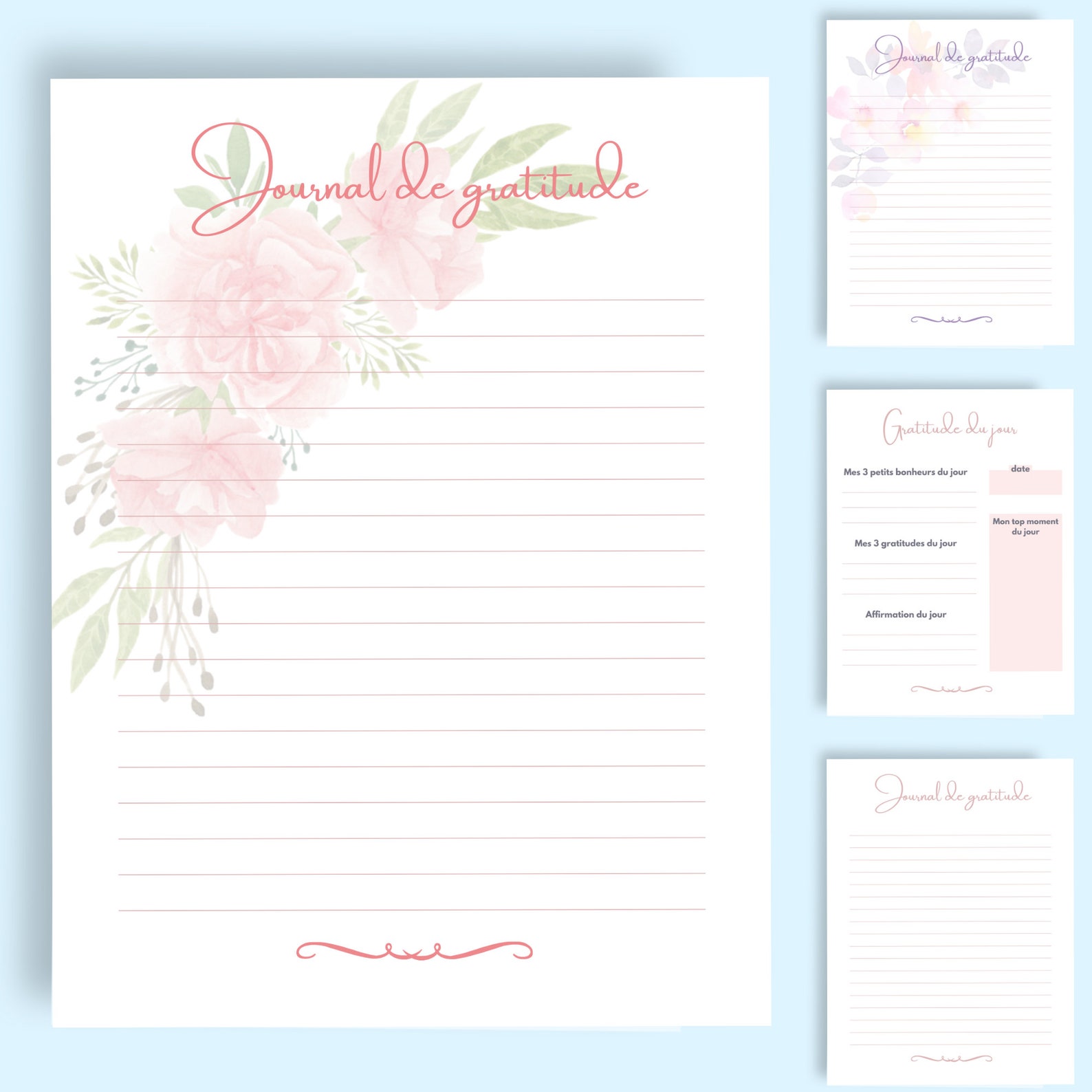 Fichiers pour journal de gratitude en français imprimable à télécharger ...