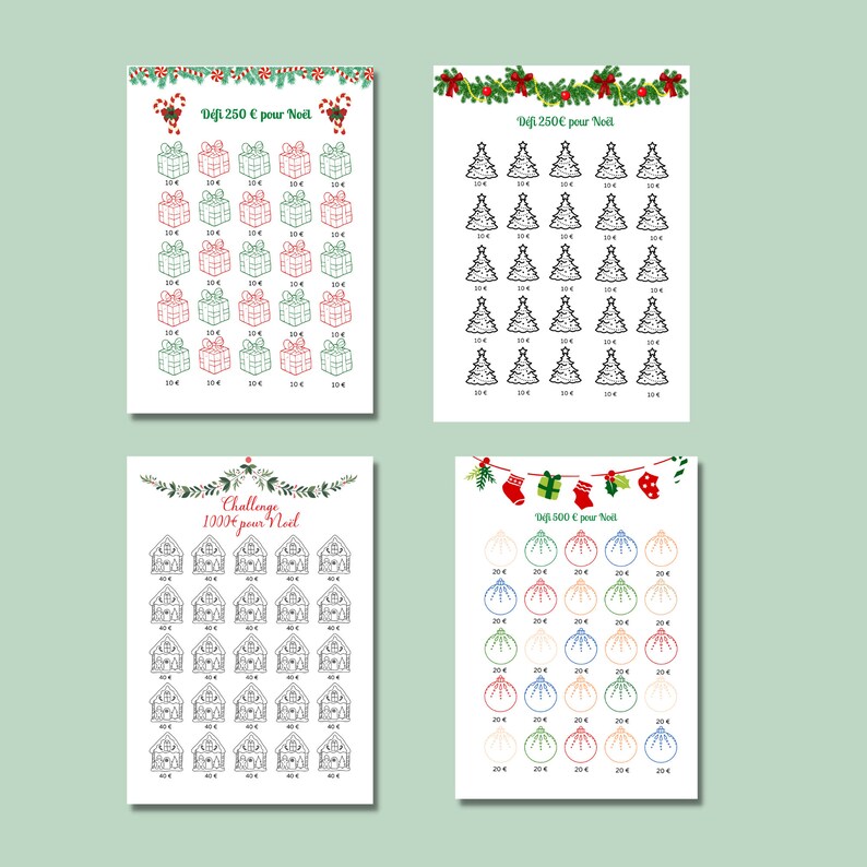 Christmas Budget Challenge Tracker in French PDF A4 A5 and Printable ...