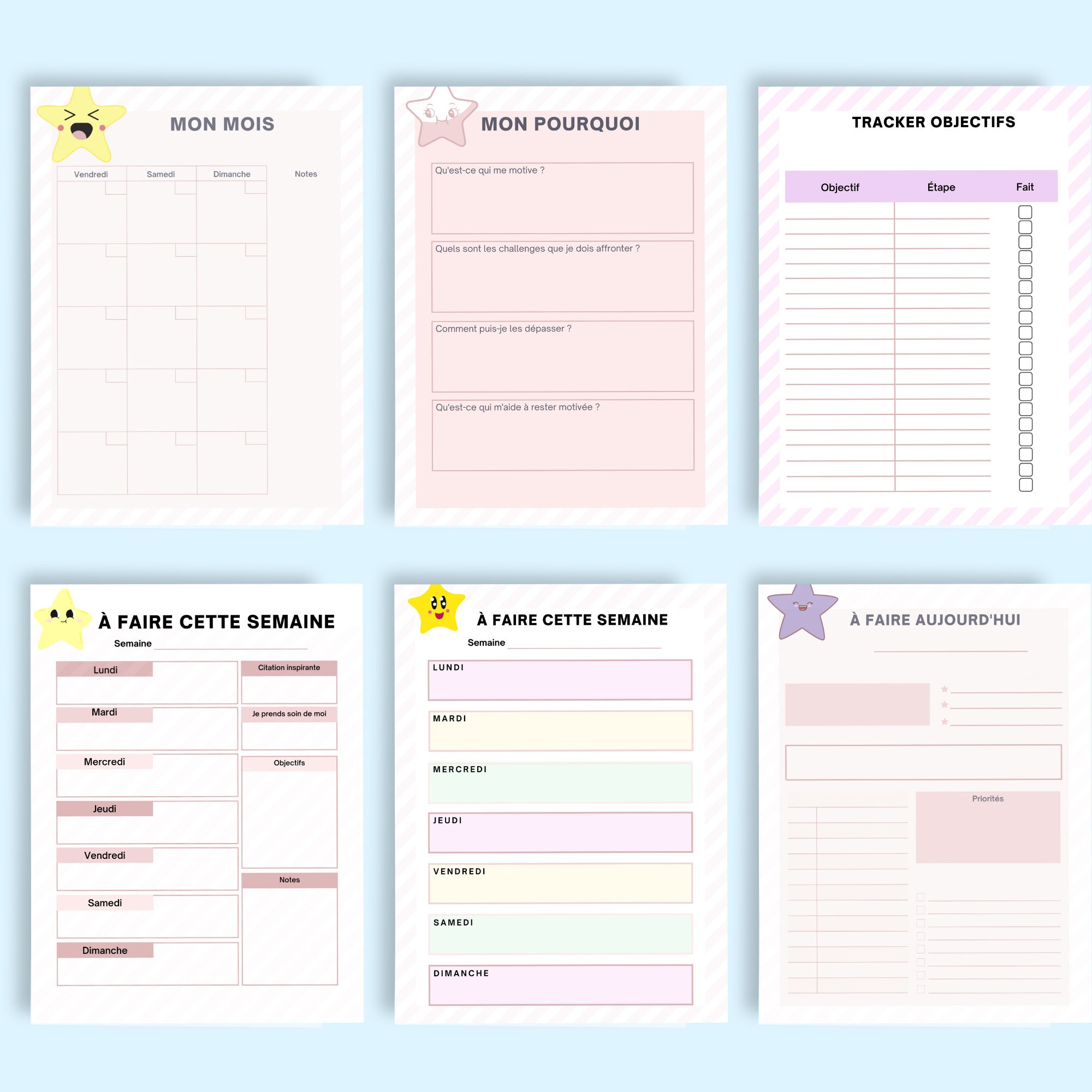 Printable French Productivity Planner 20 PDF Files A4 A5 and Letter - Etsy