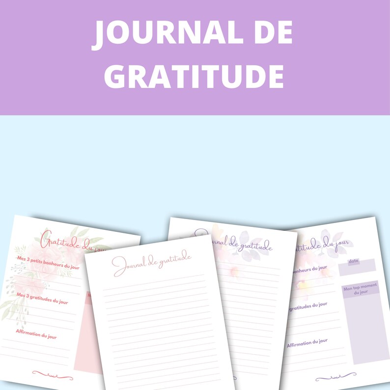 Files for Printable French Gratitude Journal to Download PDF A4 A5 and ...