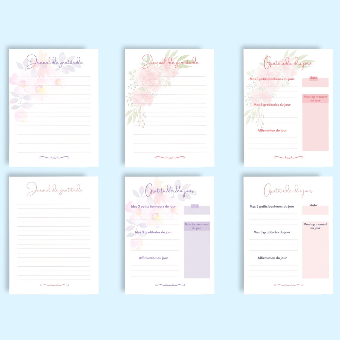 Fichiers pour journal de gratitude en français imprimable à télécharger ...