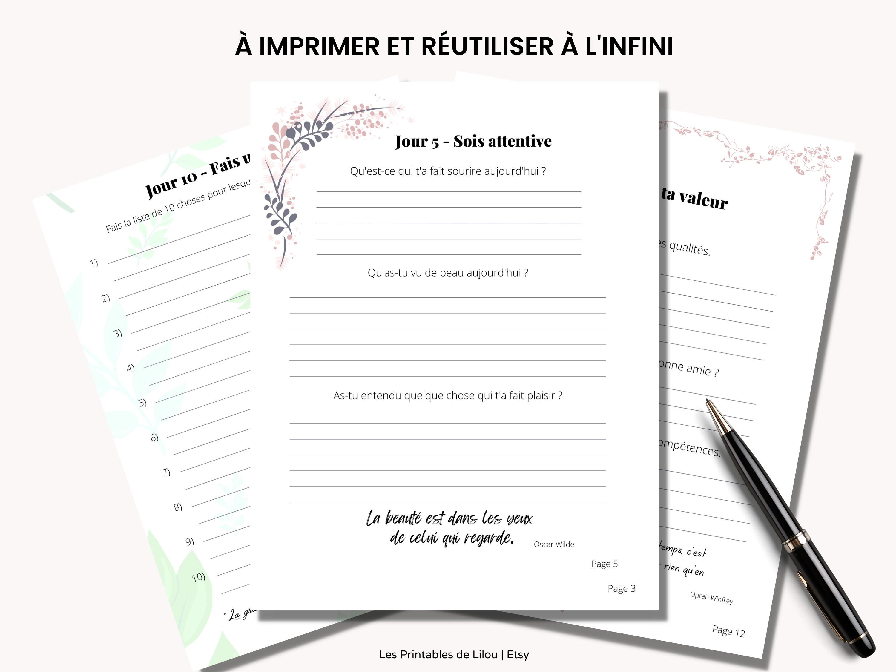 Gratitude Journal to Download in French A4 A5 and Us Letter Format, 14 ...
