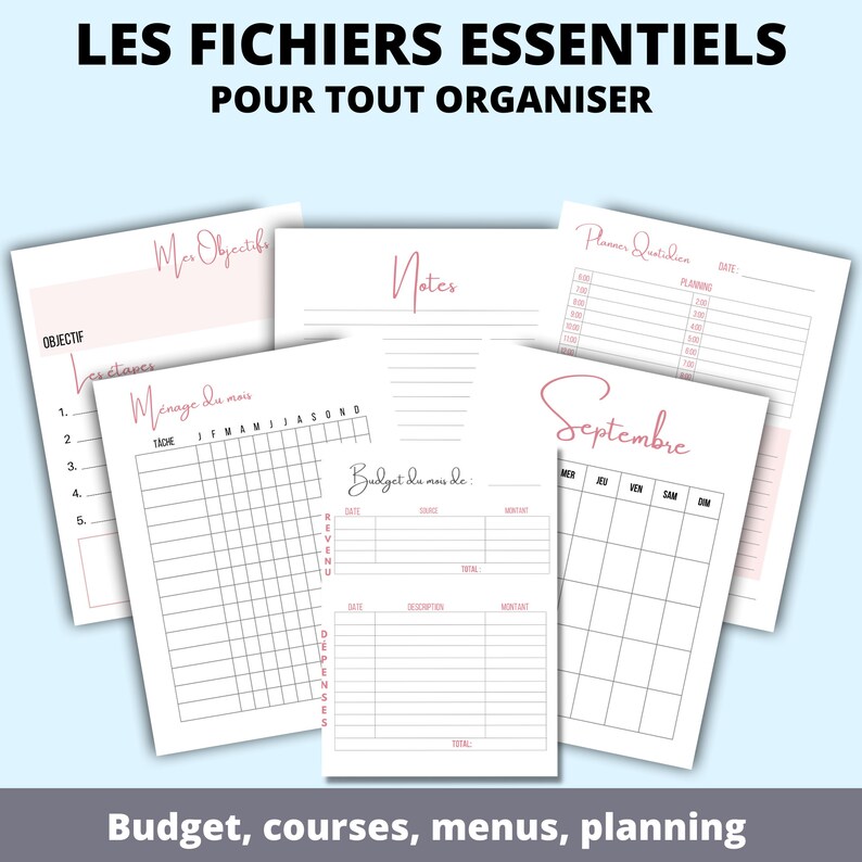 Planner Minimalist Organization Agenda in French, PDF Files to Print - Etsy
