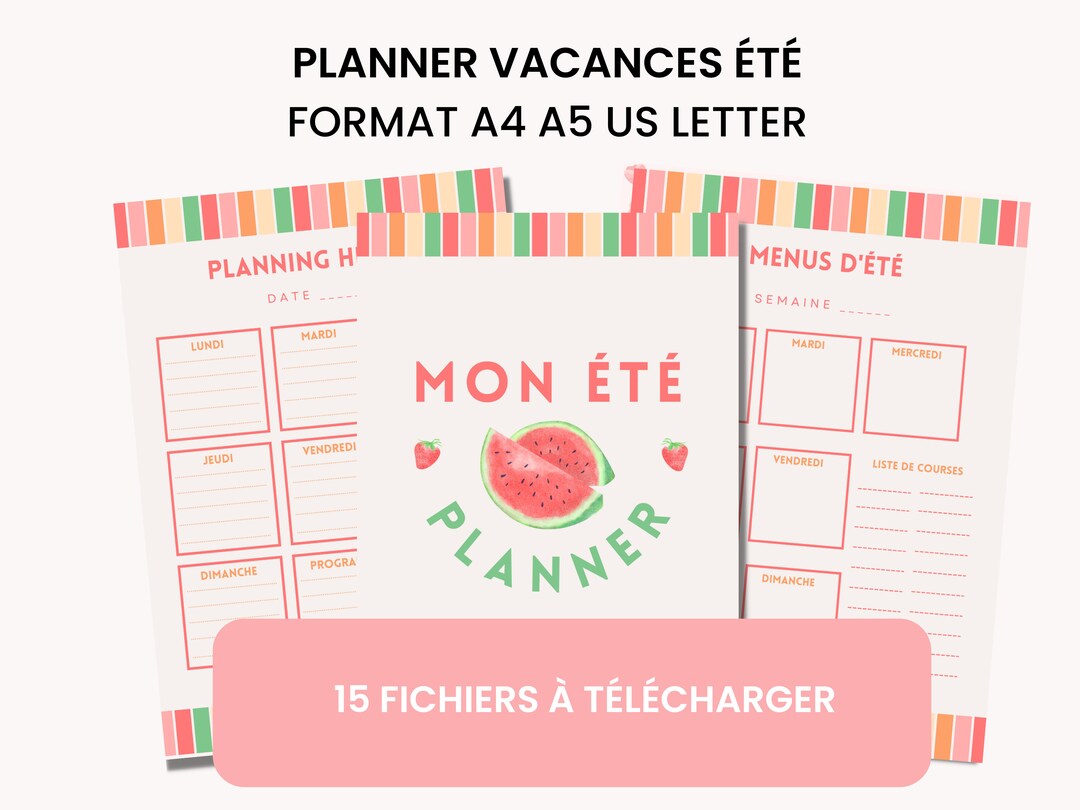 Summer Vacation Planner in French, Printable Files for Summer Vacation ...