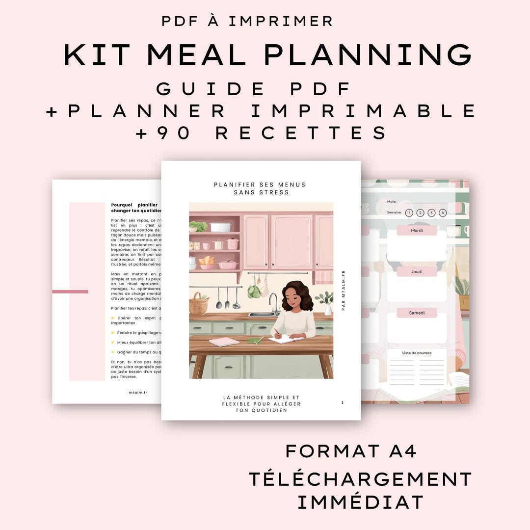 Meal Planning Kit | 90 Simple Recipes Categorized + Weekly Menu Planner ...