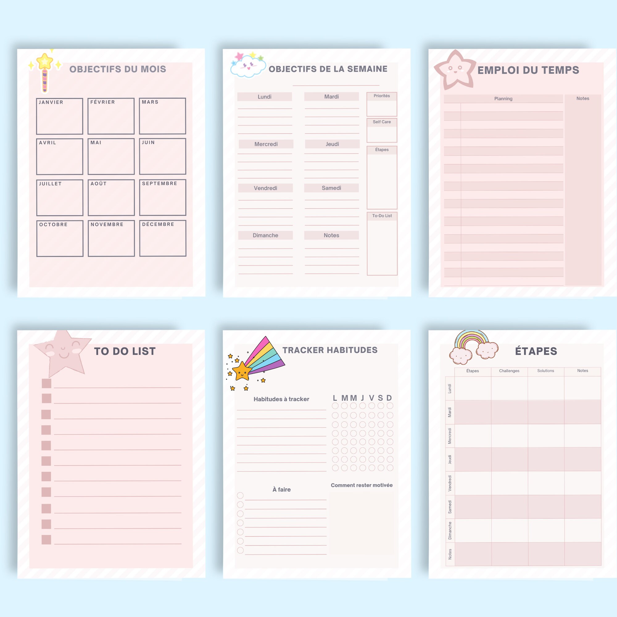 Printable French Productivity Planner 20 PDF Files A4 A5 and Letter - Etsy