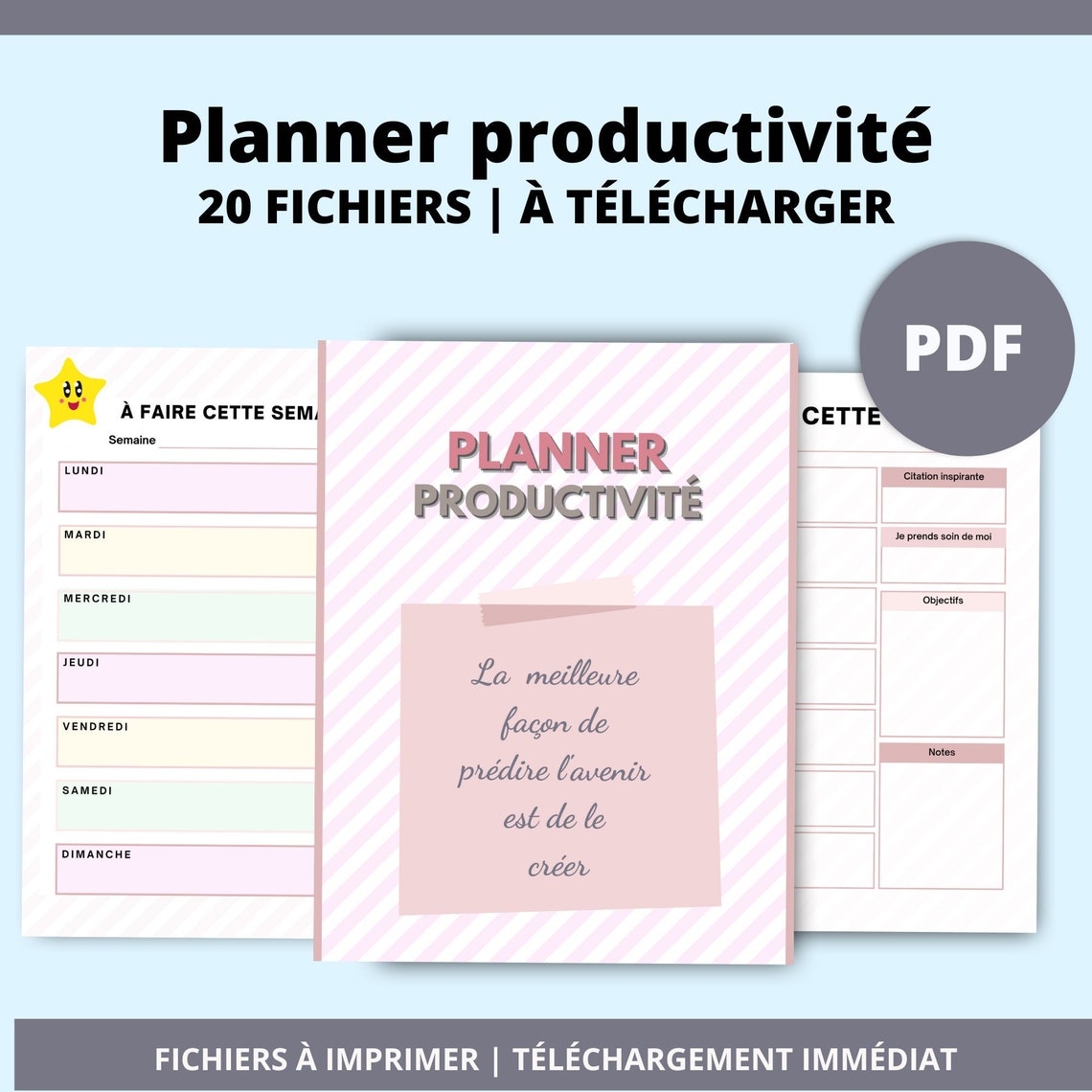 Printable French Productivity Planner 20 PDF Files A4 A5 and Letter - Etsy