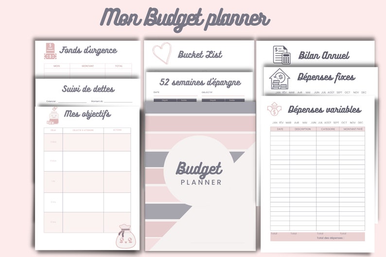 Mon Budget planner en français 26 pages budget mensuel et hebdo tracker ...