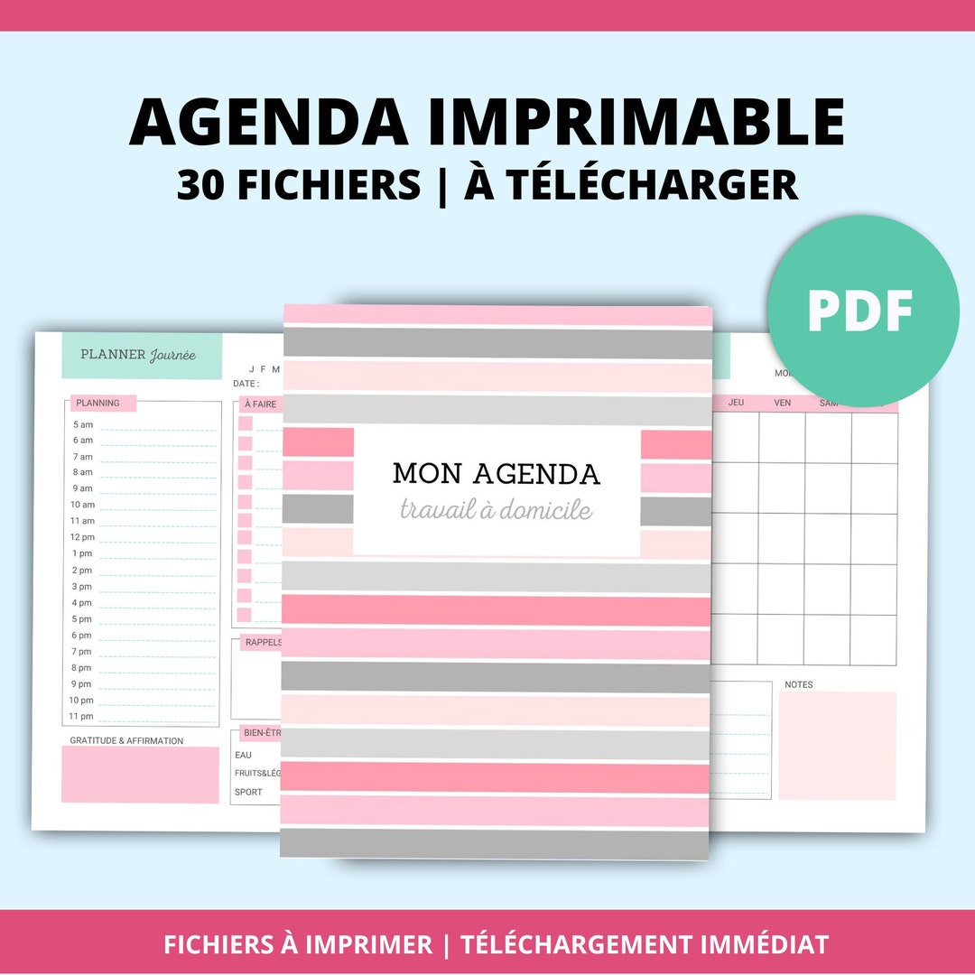 Printable PDF Agenda 30 Files in French to Download A4 A5 and Letter ...