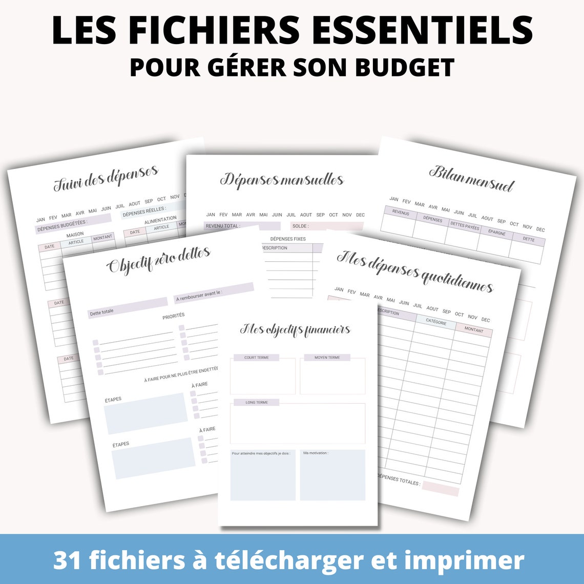 31 Fiches à imprimer pour classeur budget en français PDF A4 A5 et ...