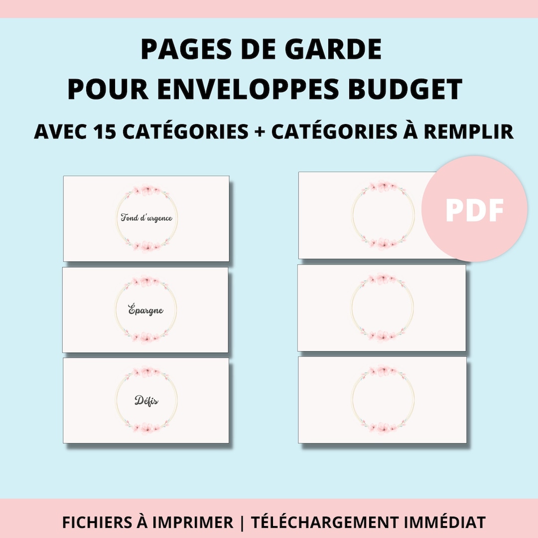 Étiquettes à imprimer pour enveloppes budget A6 15 catégories ...