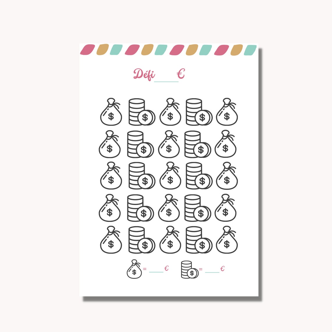 Blank Euro Budget Challenge Tracker Printable PDF A4 A5 and Letter - Etsy