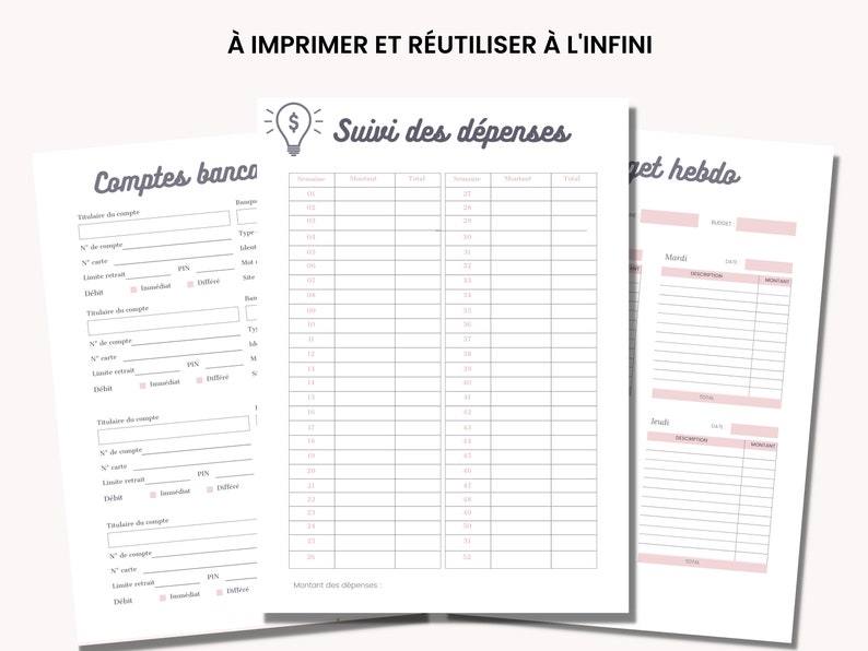 Mon Budget planner en français 26 pages budget mensuel et hebdo tracker ...