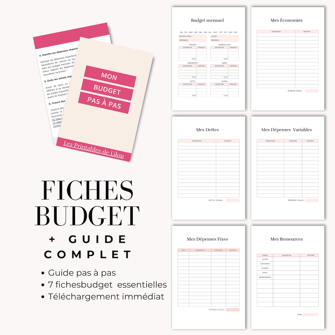Guide pour créer ton budget mensuel en français + 7 Fiches Budget PDF ...