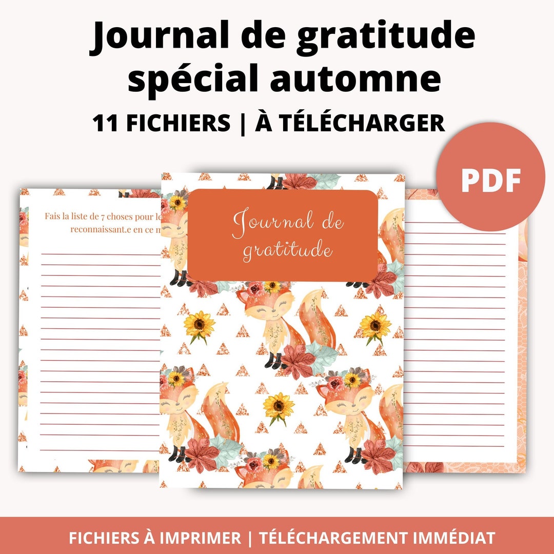 Printable Autumn Themed Gratitude Journal in French PDF A4 A5 and ...