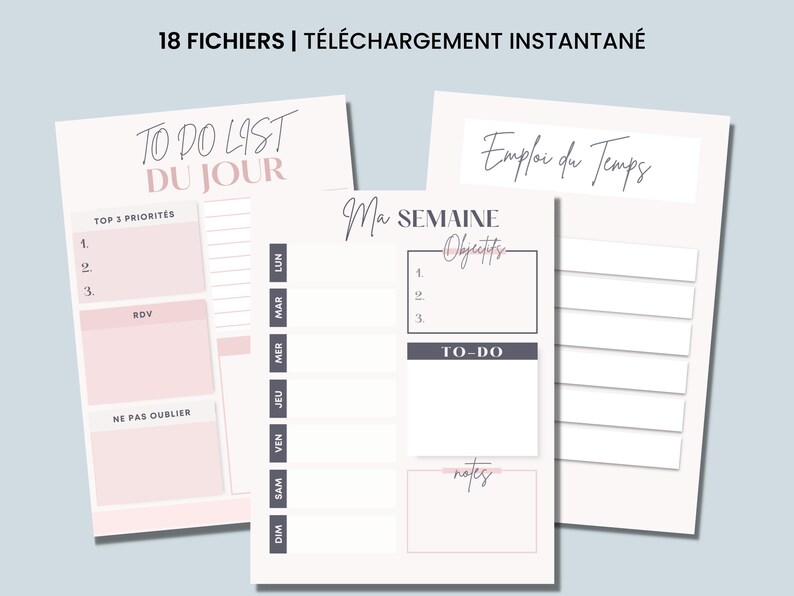 Printable Planner in French Format PDF A4 A5 and US Letter Agenda ...