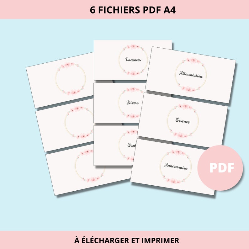 Étiquettes à imprimer pour enveloppes budget A6 15 catégories ...