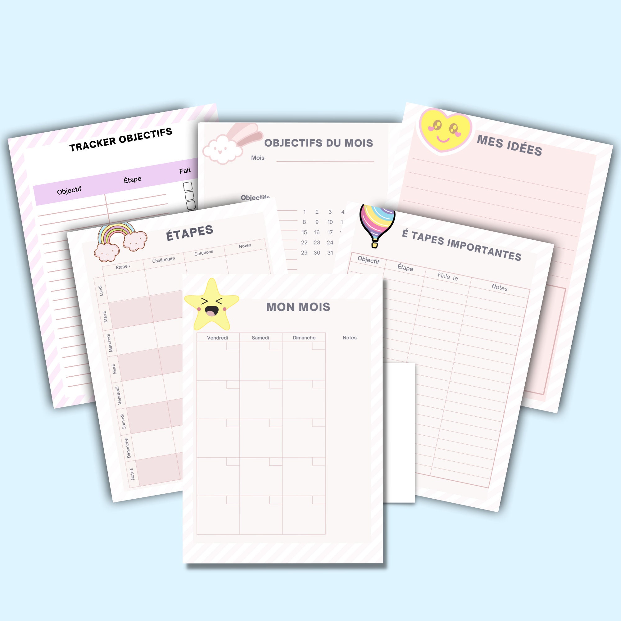 Printable French Productivity Planner 20 PDF Files A4 A5 and Letter - Etsy