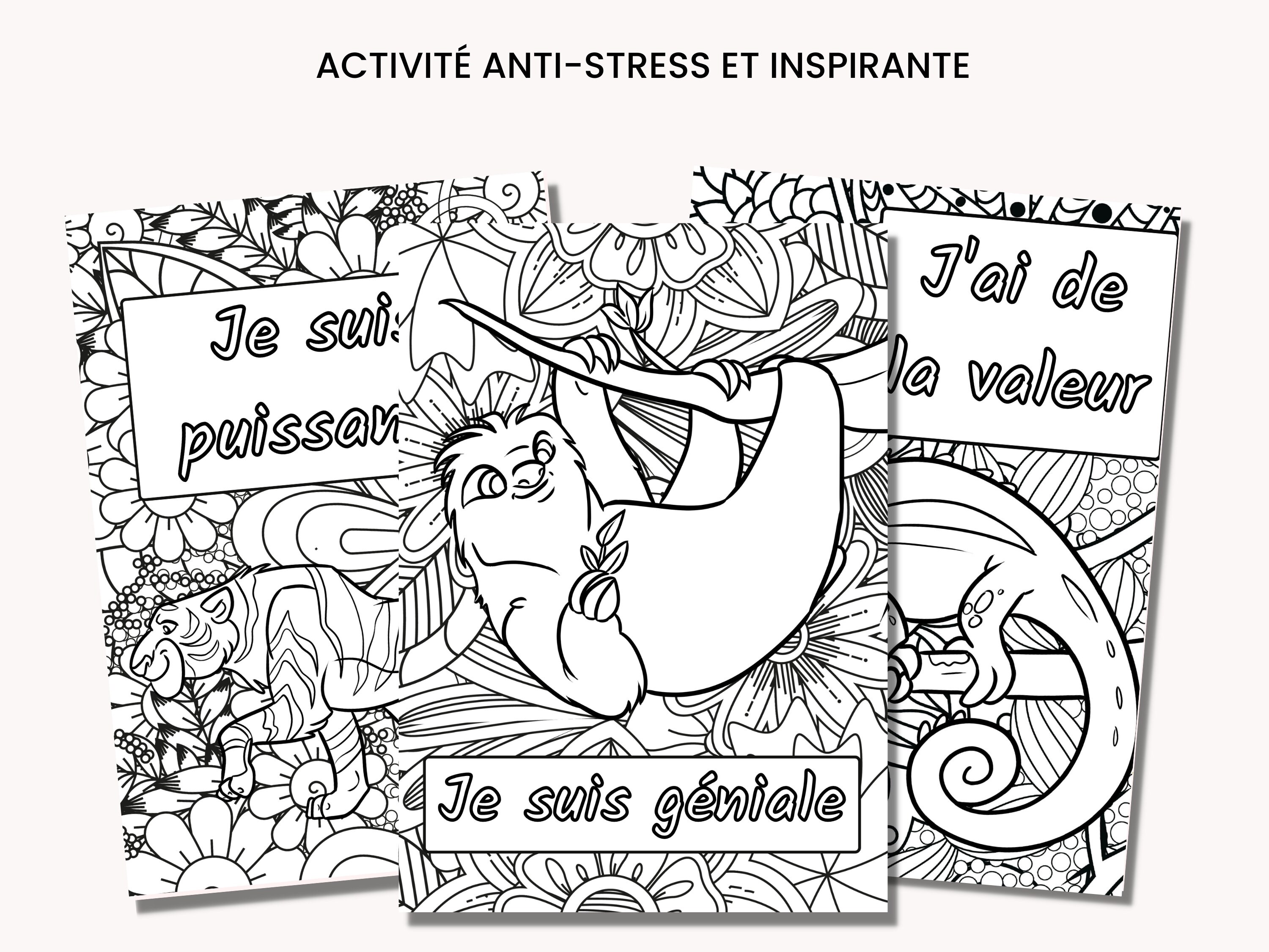 Adult Coloring Positive Affirmation in French PDF to Print 34 Pages - Etsy