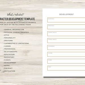 Detailed Character Development Template - Printable PDF - Instant ...