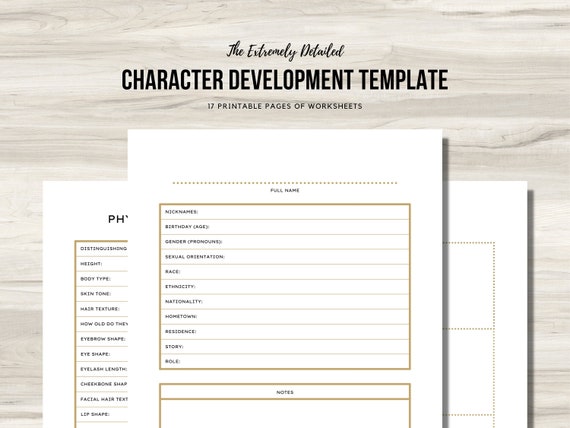 Detailed Character Development Template Printable PDF | Etsy